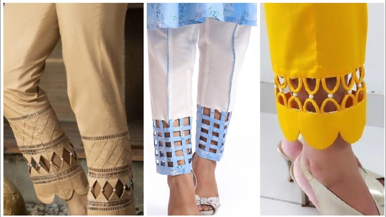 Outstanding Straight cotton Pants with amazing Cutwork designing latest ...