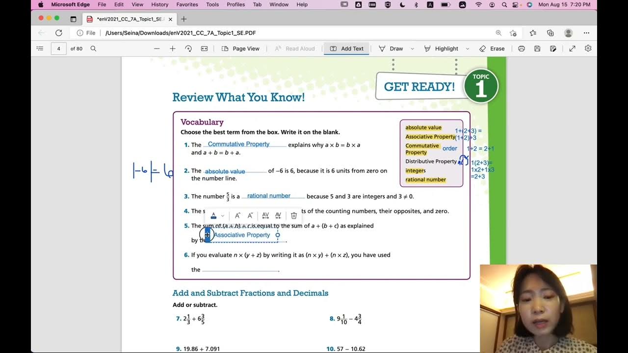 EnVision Grade 7 Accelerated Pre-Algebra Topic 1: Rational Number ...