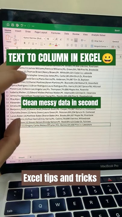 Clean messy data in second | Convert text to column || Excel tips and tricks #exceltricks - YouTube