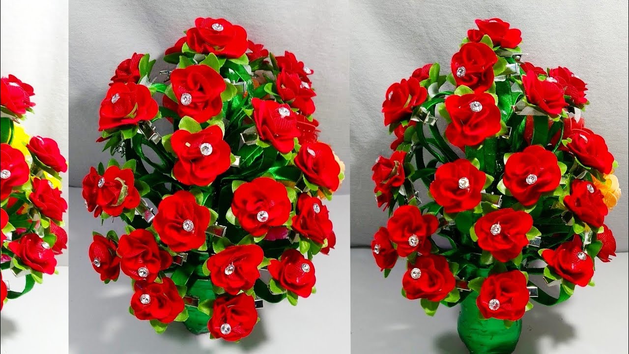 गुलदस्ता / (DIY)-NEW DESIGN FOAM GULDASTA /FOAM ROSE/WASTE PLASTIC ...