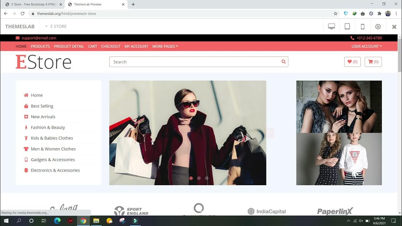E store: Free Bootstrap 4 HTML5 eCommerce Website Template - YouTube