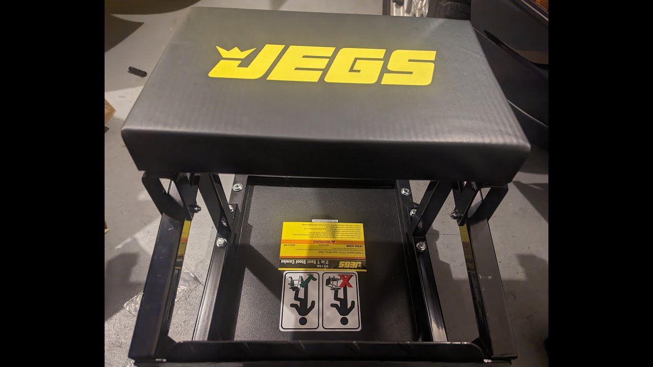 Jegs Mechanic Chair & Step Stool on Wheels review and Assembly - YouTube