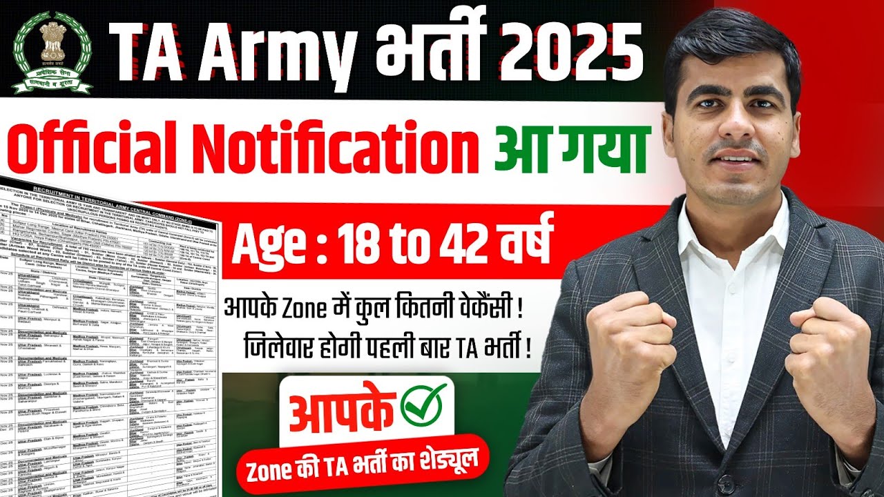 Army TA Bharti 2025 Official Notification Out | All Zone TA Bharti 2025 ...
