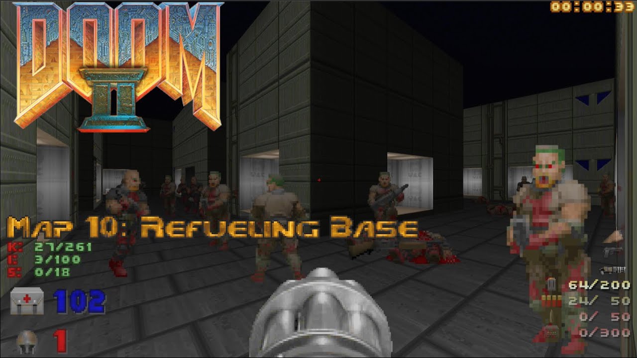 Doom II Hell on Earth - Map 10: Refueling Base (UVMax 8:56) - YouTube