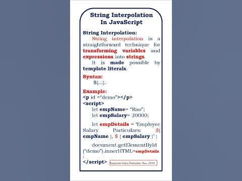 string interpolation in javascript #javascript #javaprogramming #javatutorial #program #coding ...