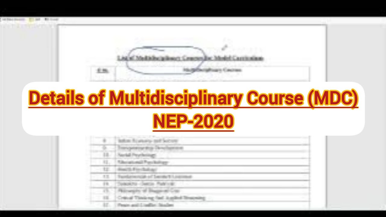 କଣ ରହିଛି #Multidisciplinary Course (MDC) structure & syllabus#nep2020 #3/4 years UG Programme ...
