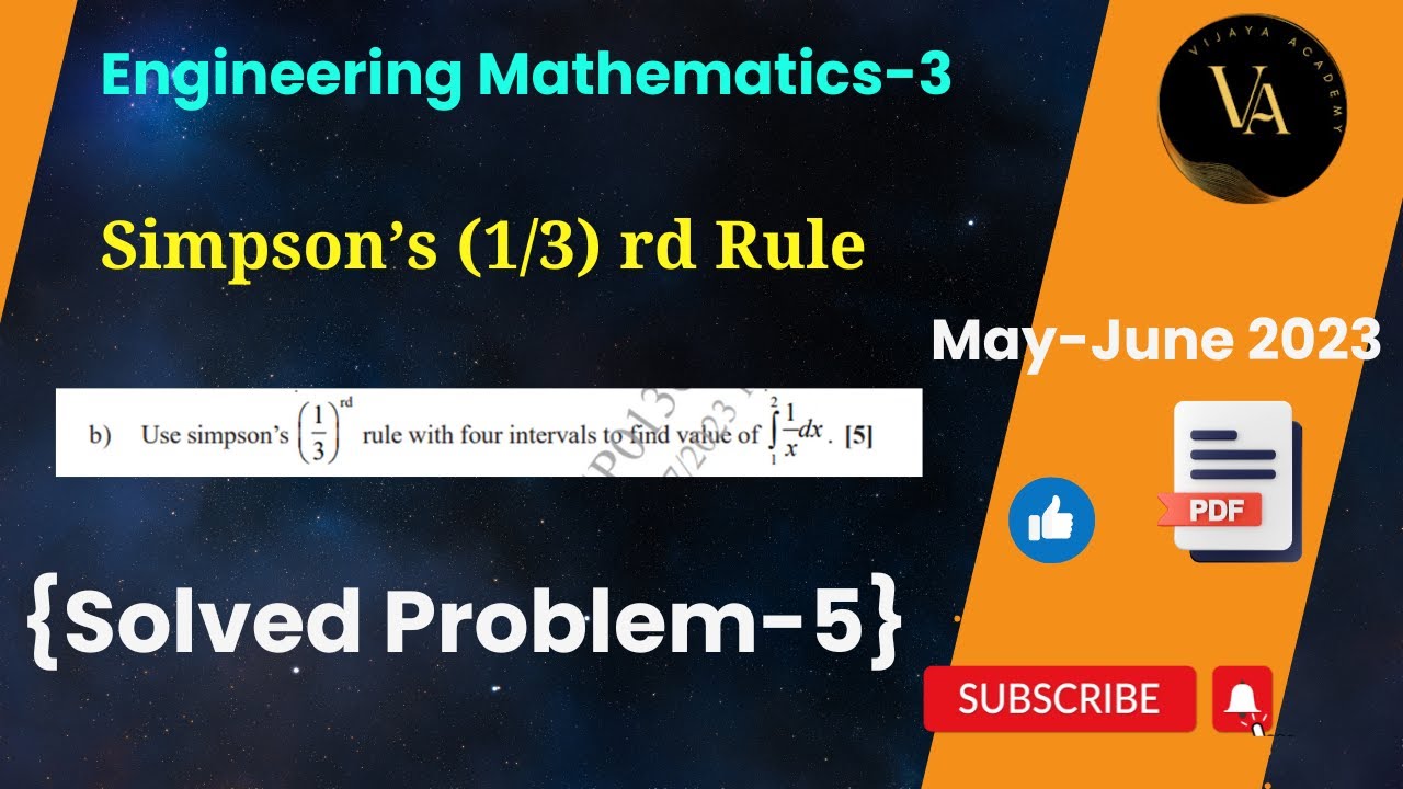 Solved Problem -5 | Simpson's (1/3)rd Rule | May-June 2023 Paper ...