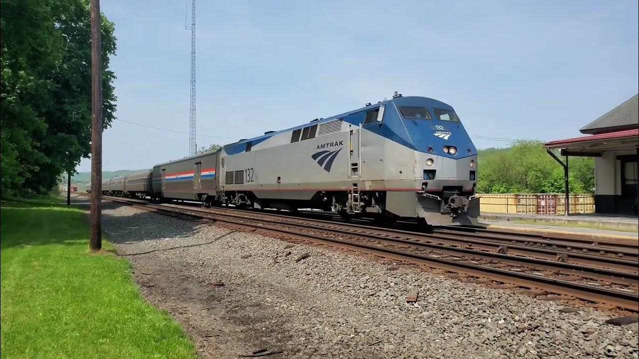 Amtrak #132 leads the eastbound Pennsylvanian at Lewistown, PA (05/11/2023) - YouTube
