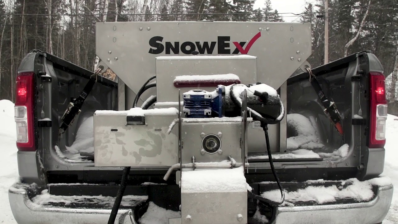 SnowEx® HELIXX™ 0.7 cu yd Stainless Steel Hopper Spreader - YouTube
