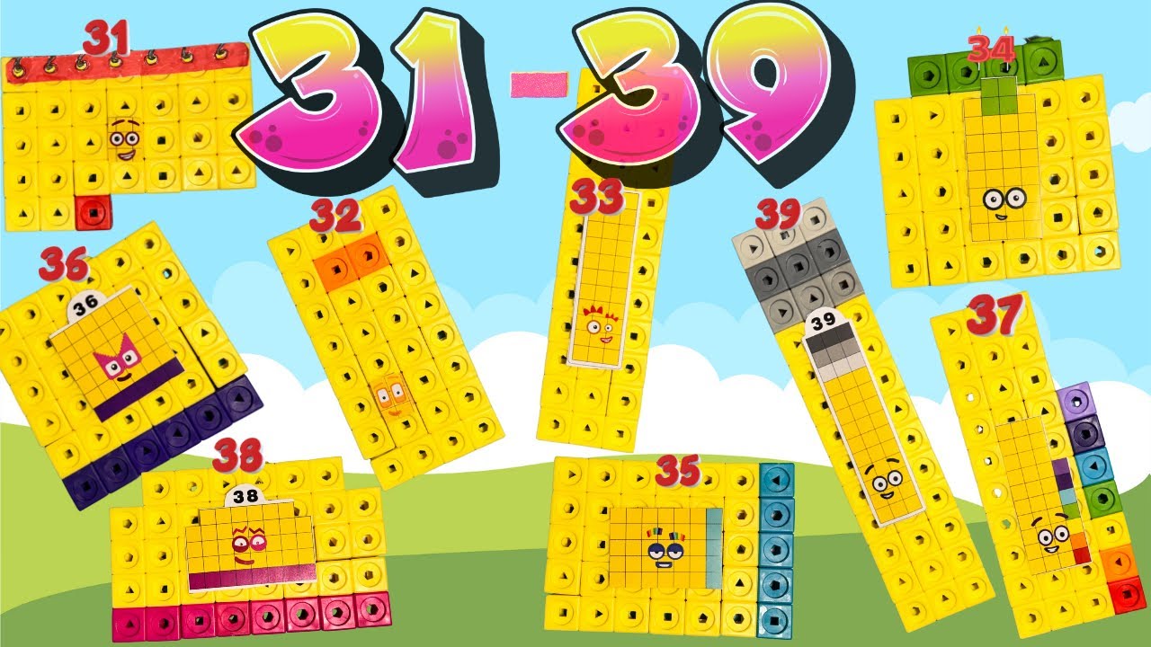 Number Blocks 31-39 l Lets learn how to build numbers and count them ...
