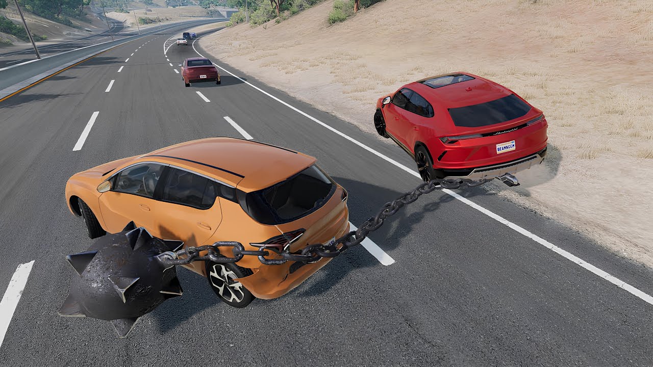CARS VS FLAIL CHAIN CRASH | BEAMNG DRIVE - YouTube