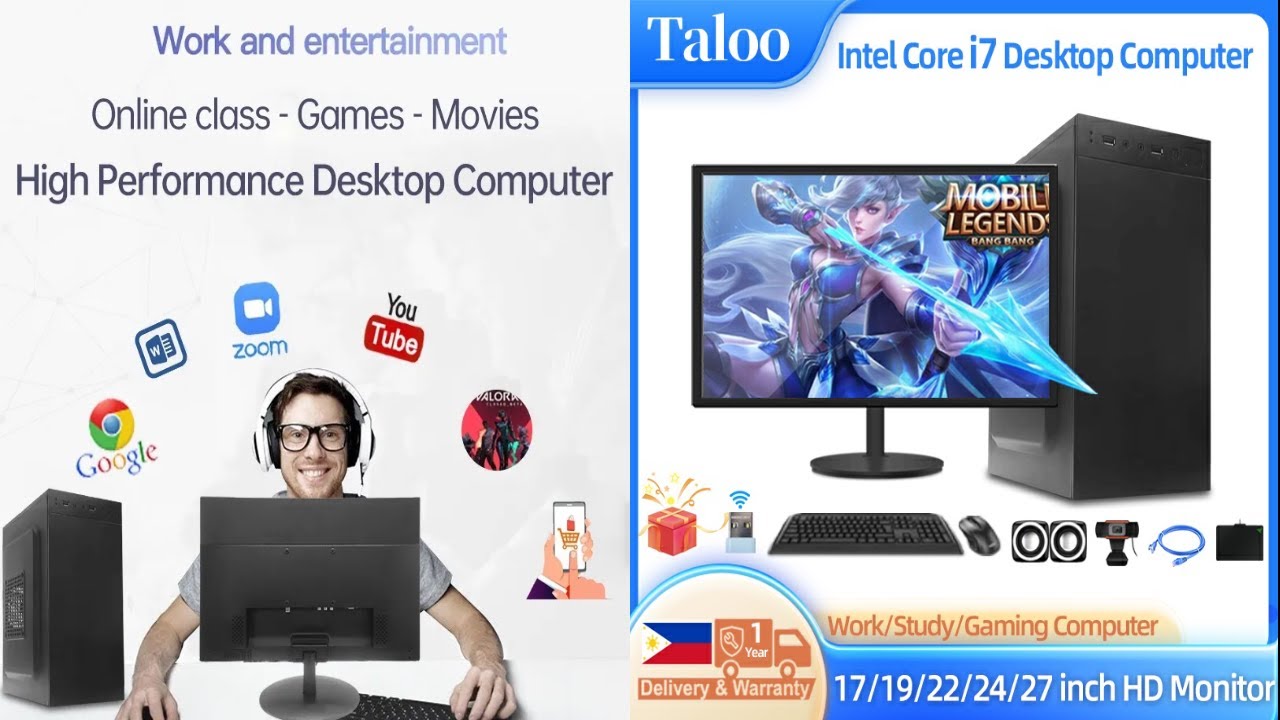 Desktop Computer Original Brand New Inter i7 Full Set PC Set Gaming ...