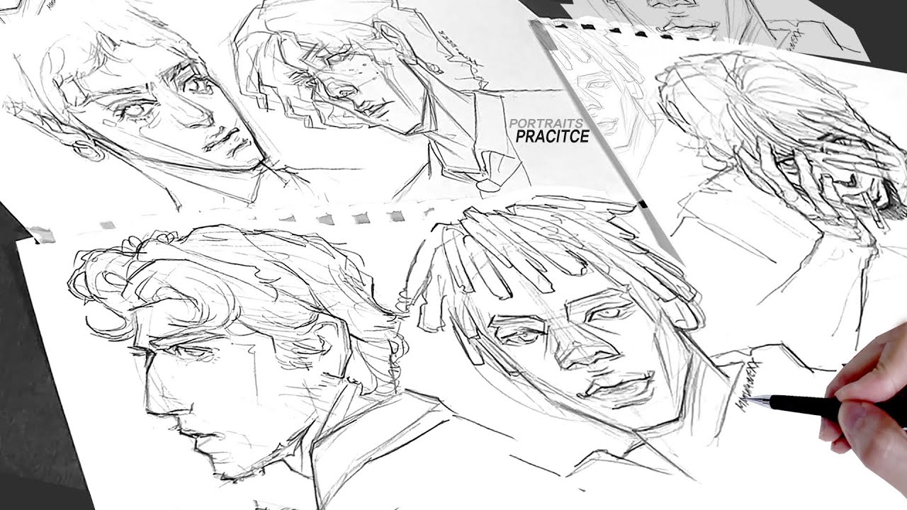🙌🏻 NEVER STOP PRACTICE - [ VARIOUS PORTRAITS ] - DRAW WITH ME 🙌🏻 - YouTube