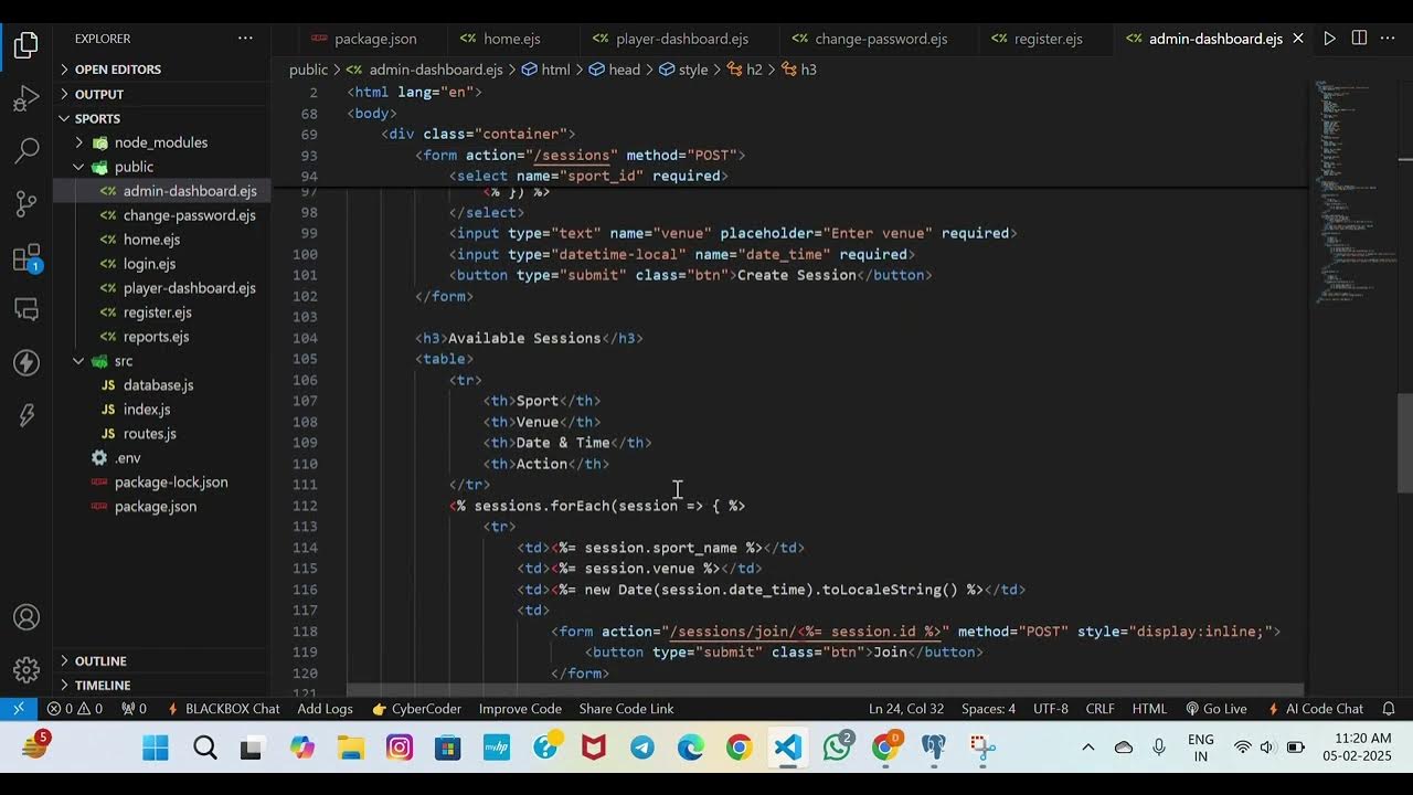 create a Sport-Scheduler project using Express.js and PostgreSQL - YouTube