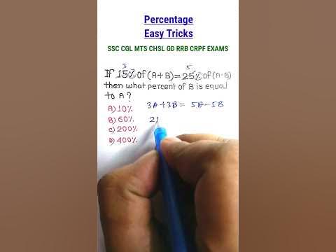 Percentage || Percentage Math Tricks|| SSC CGL MTS CHSL RRB CRPF||#shorts - YouTube