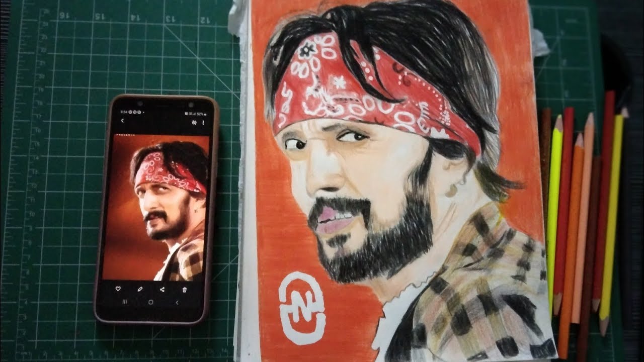 drawing of suddep kotigobba 3/kichcha sudeep drawing by @Nanda Kumar ...