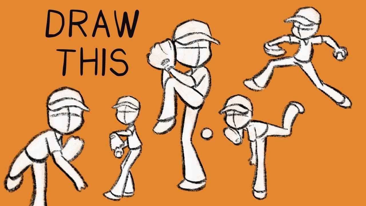 How to Draw 11 Baseball Pitcher Poses - YouTube