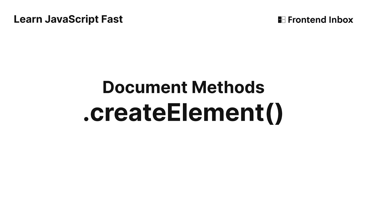 .createElement() - Document Methods - Learn JavaScript Fast - YouTube .createElement() - Document Methods - Learn JavaScript Fast - YouTube