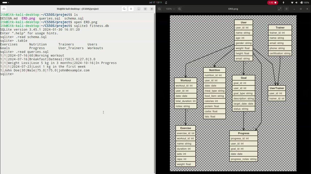 Cs50 Sql Final Project Personal Fitness Tracker Database Youtube