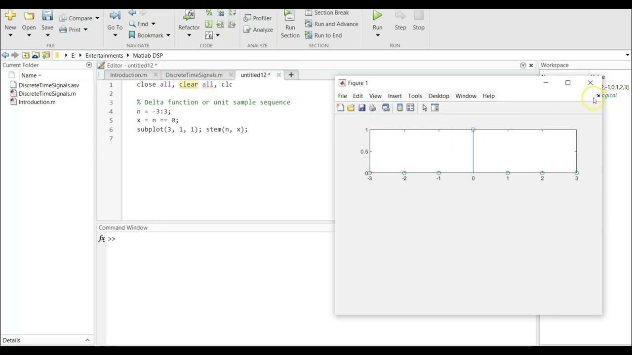 DSP | Unit Sample and Unit Step Sequence in Matlab - YouTube