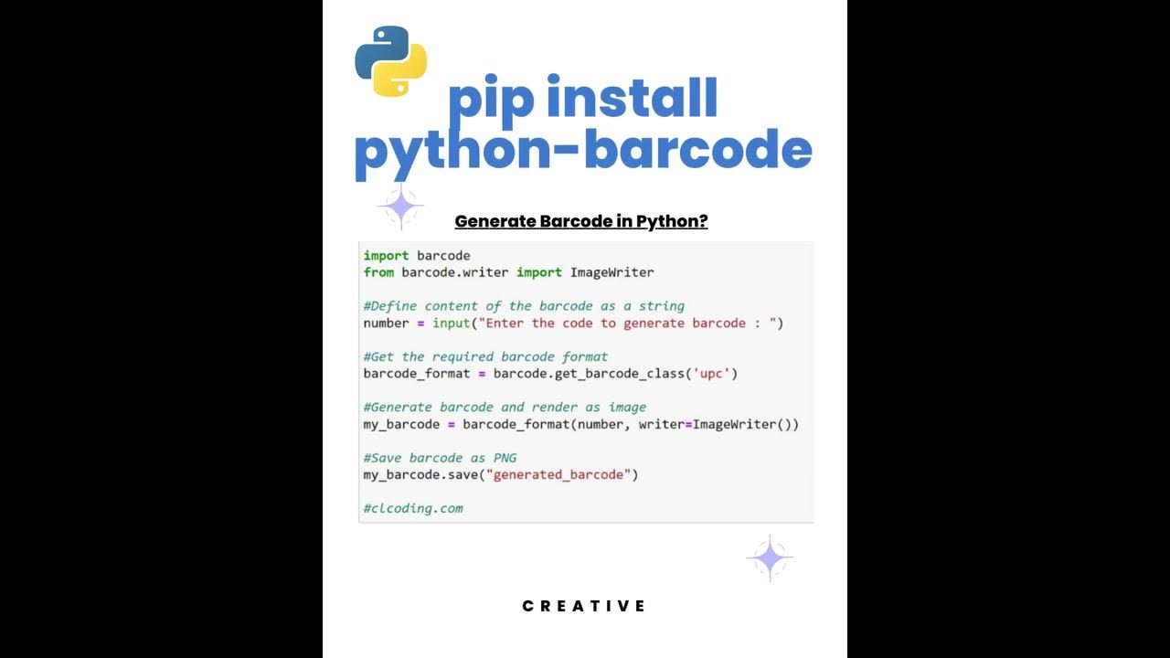 pip install python-barcode Pythone Code - YouTube