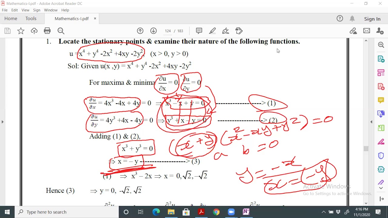 Maxima And Minima Of Functions Of Two Variables Youtube