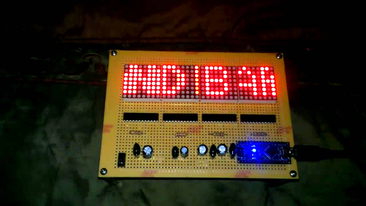 Scrolling text 8x32 matrix and max7219 for my wife - YouTube