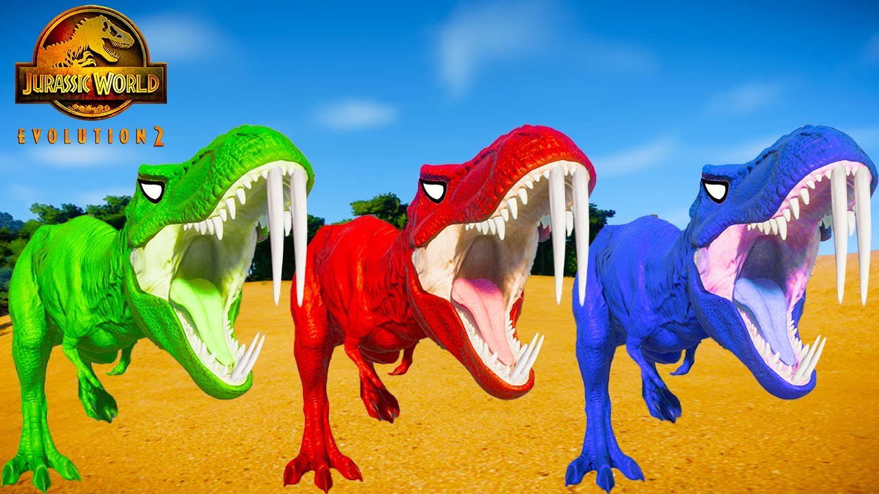 Jurassic World Evolution 2 Rexy Color Pack vs Spinosaurus, Indoraptor ...