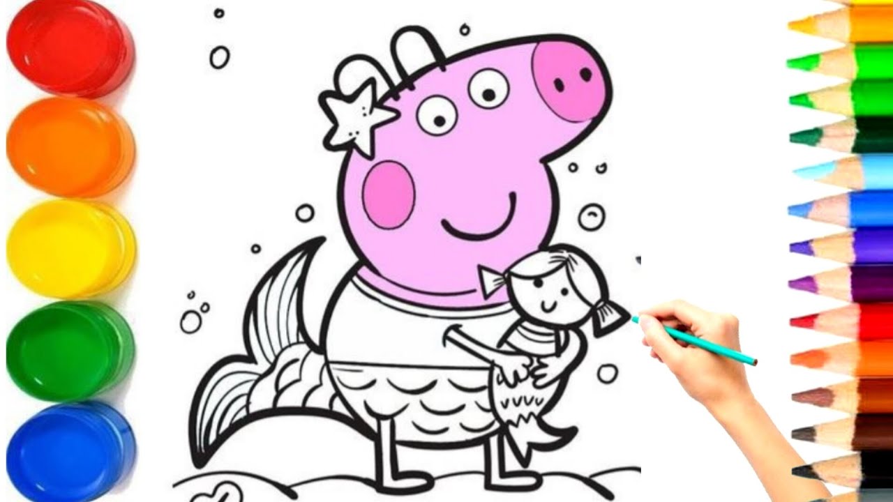 Easy step by step Drawing & colouring"PeppaPig" for kids & toddlers.How ...