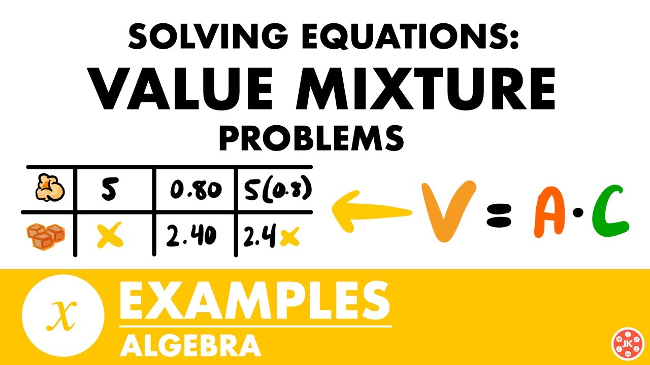 Value Mixture Problems Examples | Algebra - JK Math - YouTube
