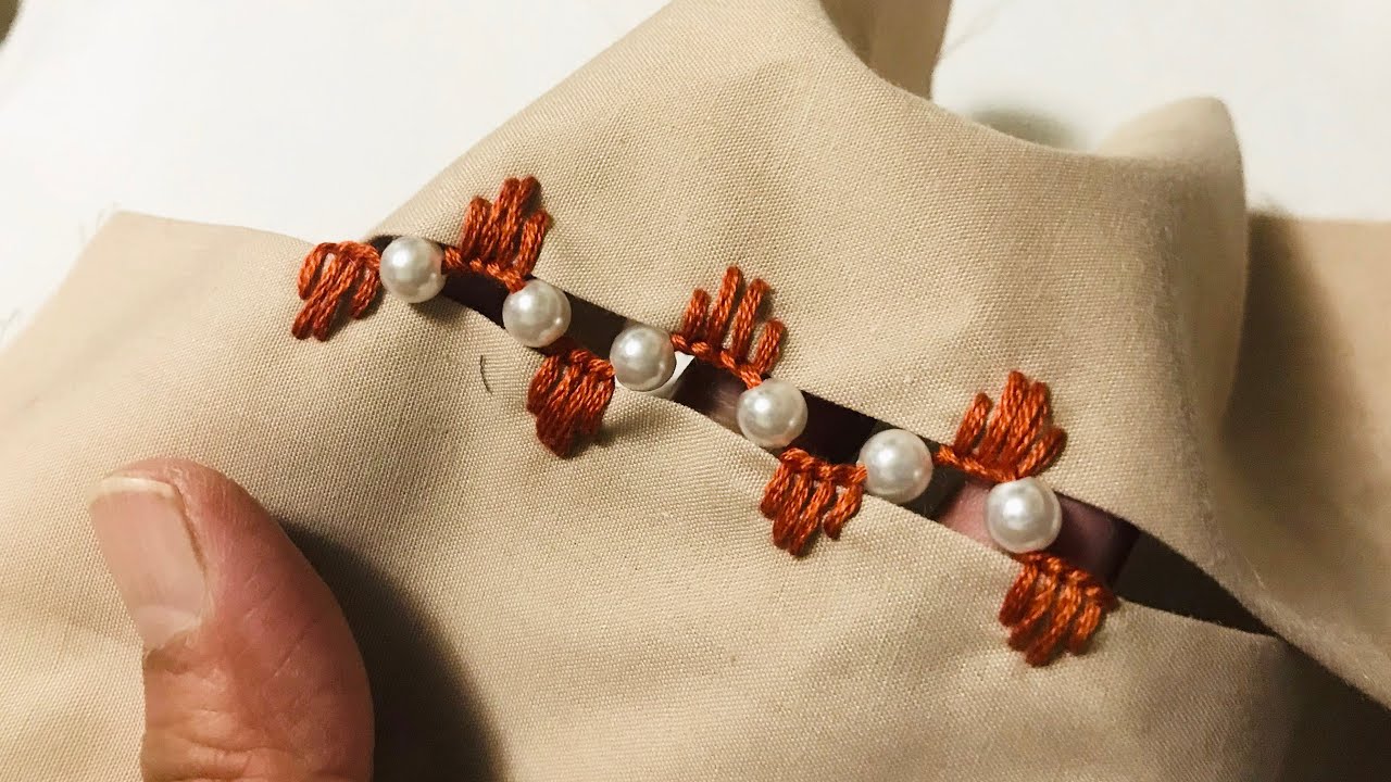 Hand Embroidery - Randa Stitch - How to Join Seems With Pearls - YouTube