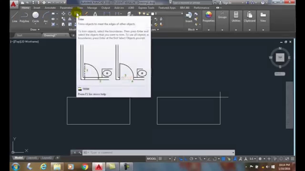 AutoCAD I 11-14 Trimming - YouTube
