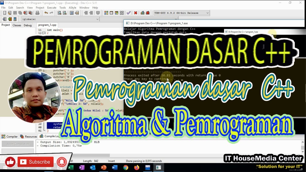 BELAJAR PEMROGRAMAN DASAR C++ | ALGORITMA DAN PEMROGRAMAN - YouTube