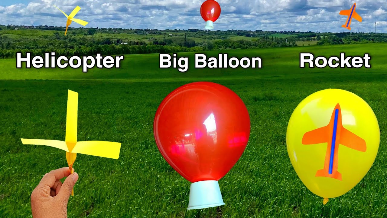 best 3 flying toy helicopter, balloon rocket, flying balloon cup, paper ...