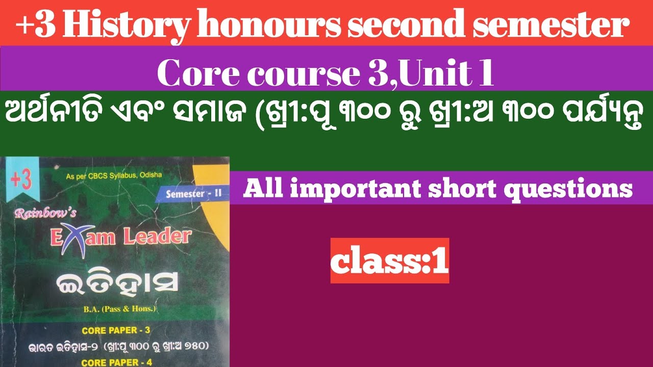+3 History honours second semester Core course 3, unit 1 all important ...