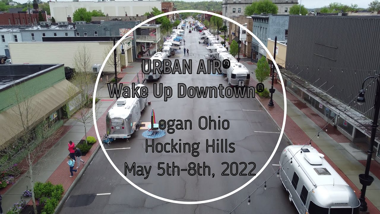 Airstreams line Downtown Logan Ohio in the Hocking Hills on May 7, 2022 ...