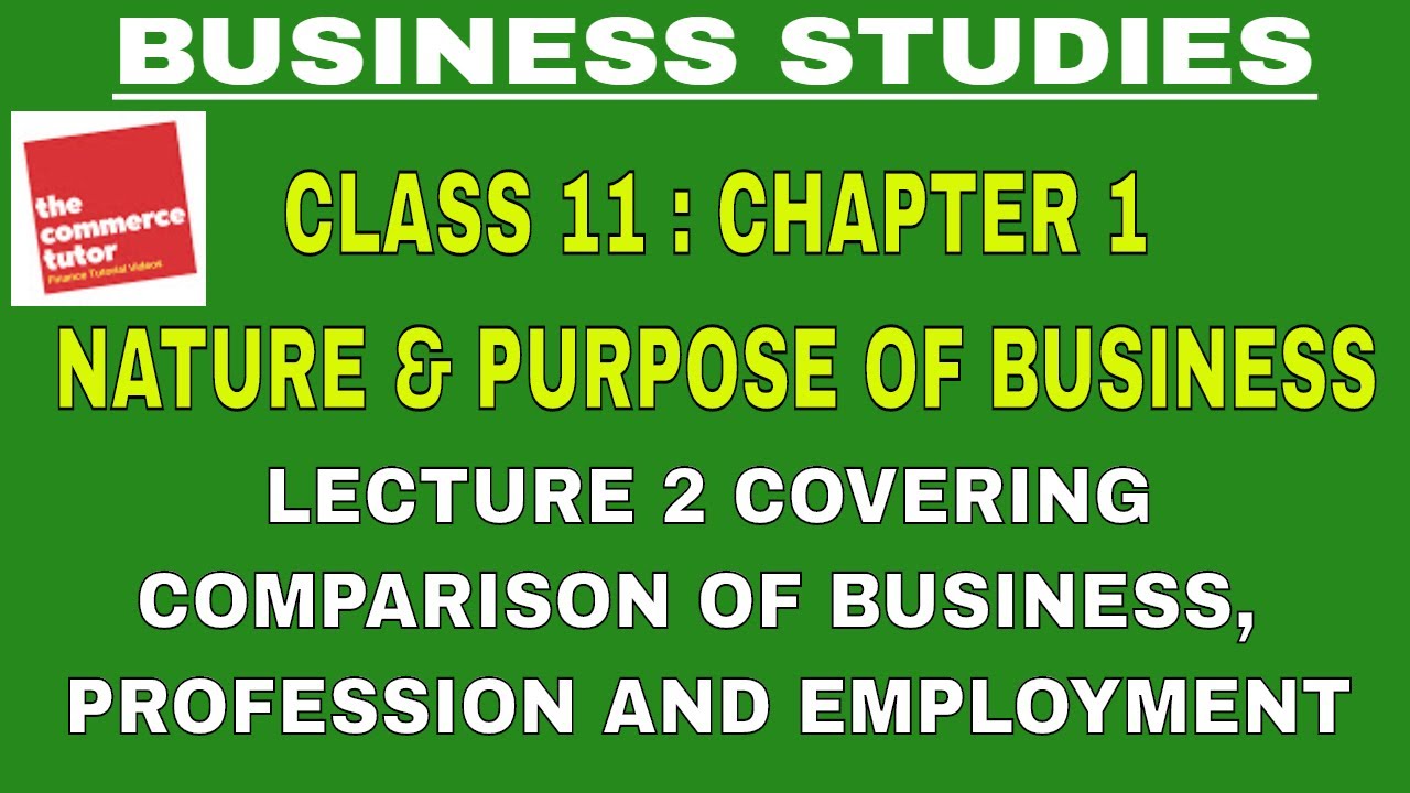 BUSINESS STUDIES | CHAPTER 1 | LEC 2 : COMPARISON OF BUSINESS ...