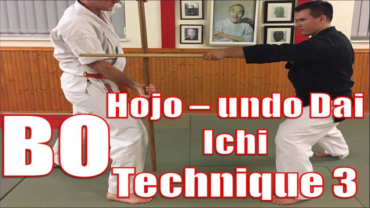 Okinawan Kobudo - Bo Hojo-undo Dai Ichi - Technique 3 - Chudan Yoko ...