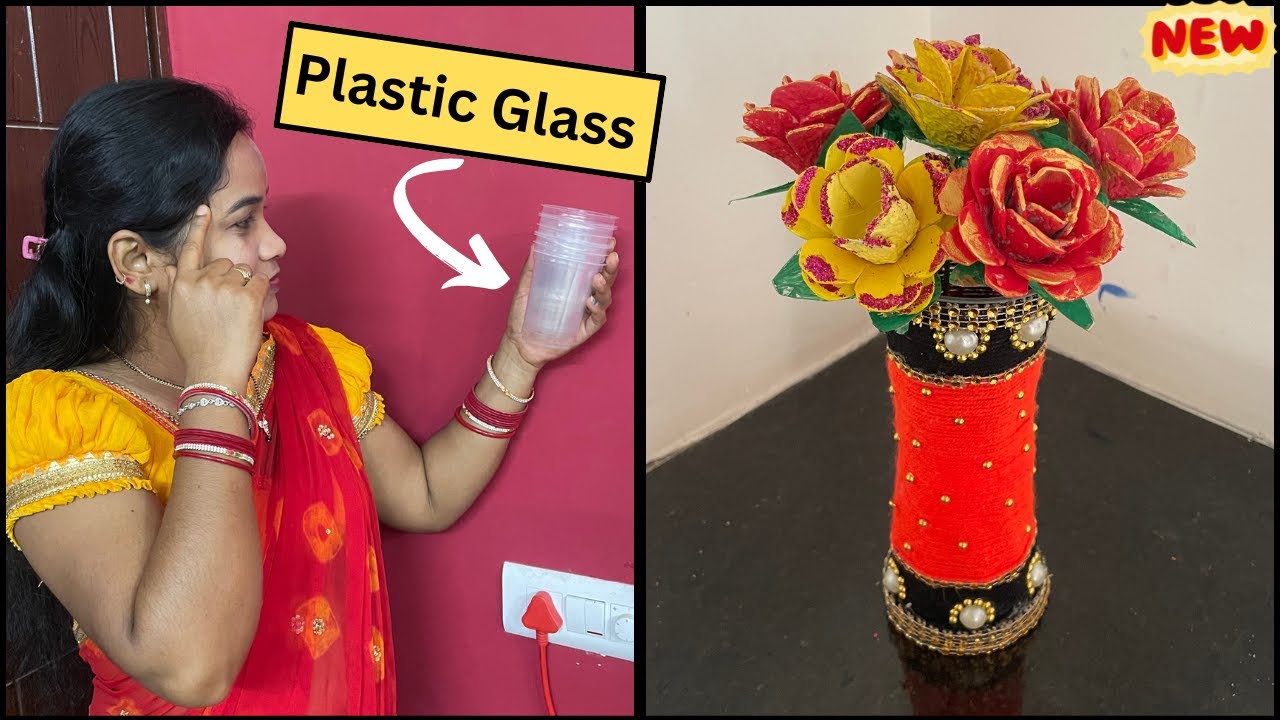 Simple Craft Ideas with Plastic Glasses || Crafts Ideas from Plastic ...