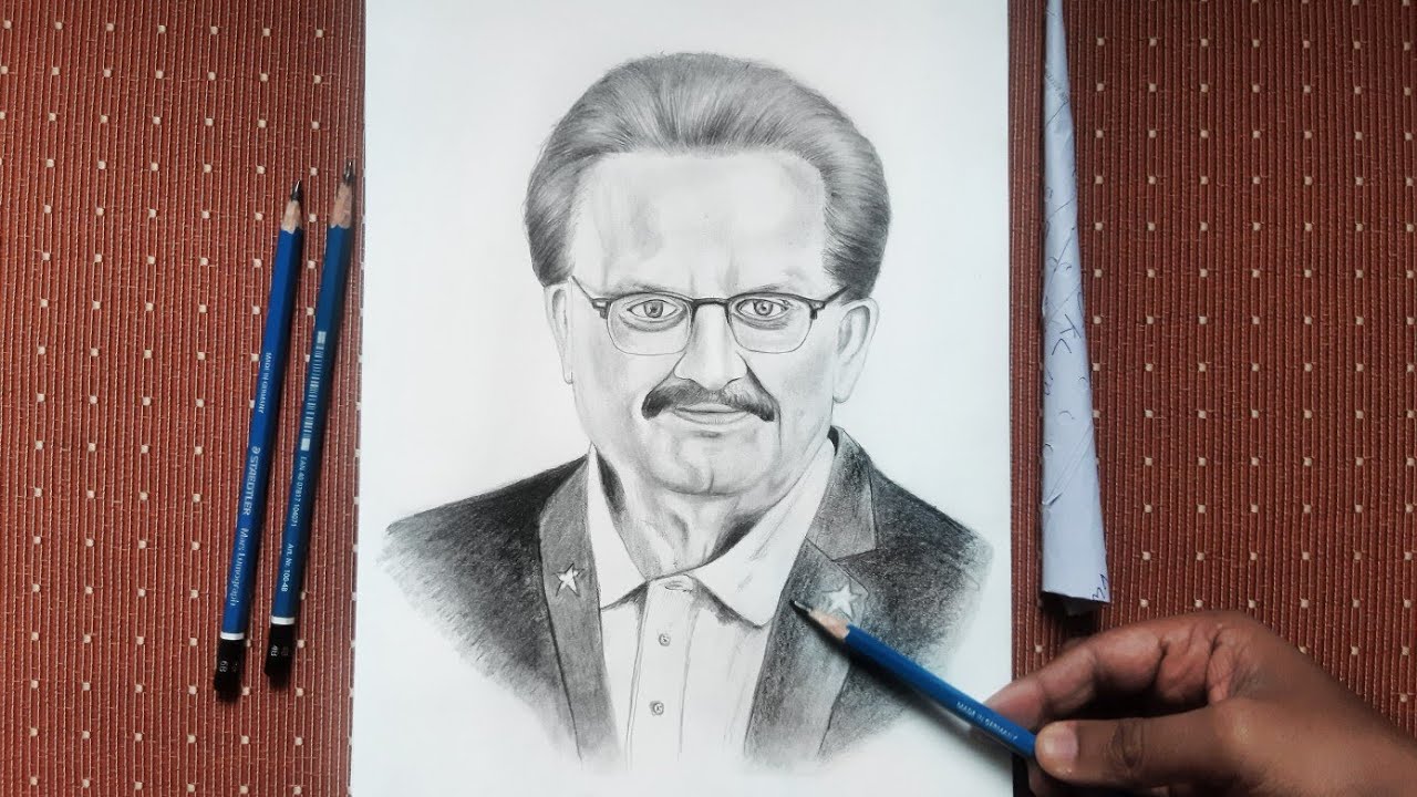 SP Balasubramaniam Pencil Sketch | SPB 75th Birthday, Art Tribute to SP ...