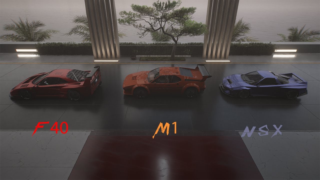 Cyberpunk 2077 - Ferrari F40 / BMW M1 / Honda NSX - YouTube