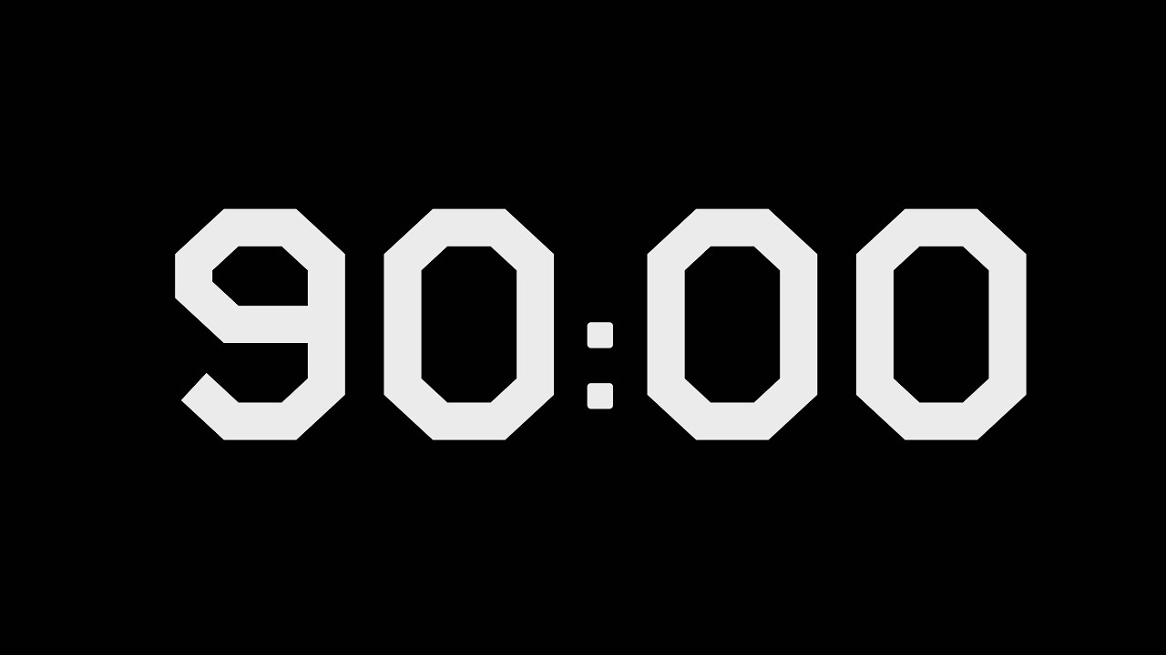 90 Minute Timer Countdown (1 Hour 30 Minutes) | 5400 Second Black ...