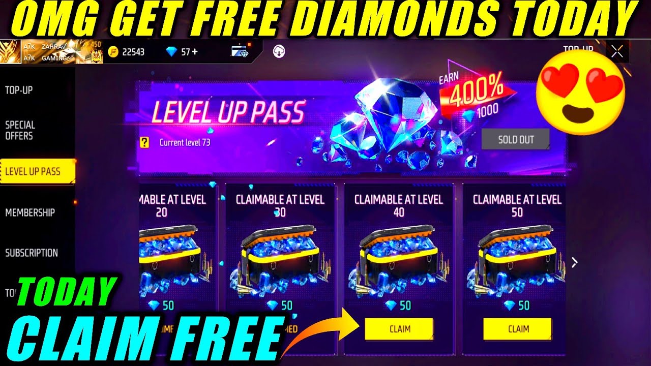 OMG😍 CLAIM EXTRA DIAMONDS FROM LEVEL UP PASS | HOW TO GET DIAMONDS FREE ...