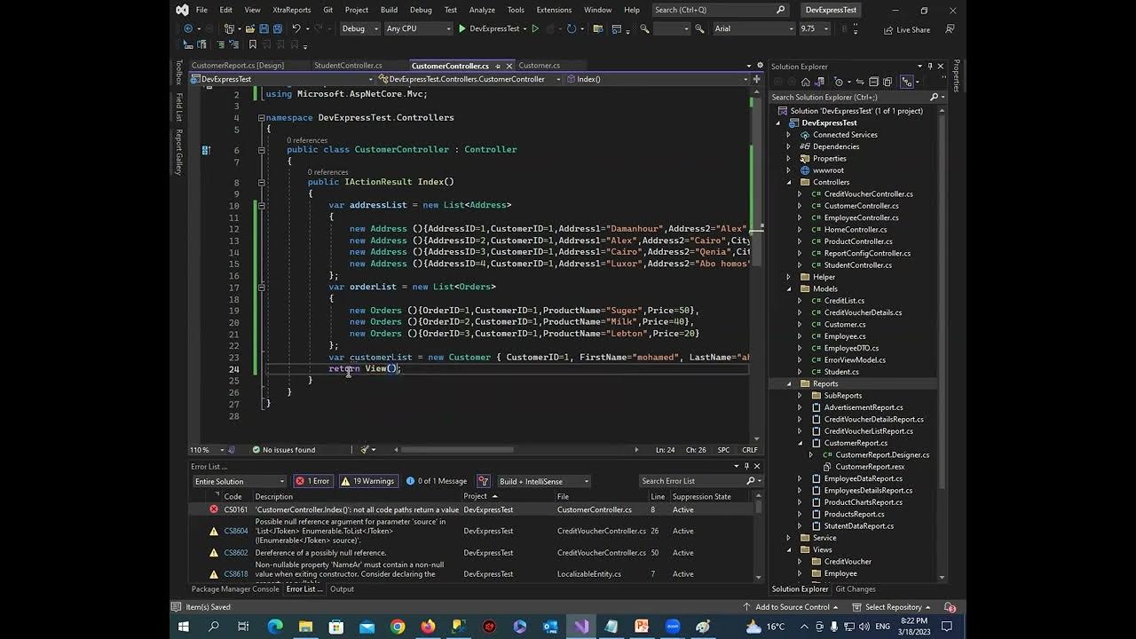 22.Devexpress Reports:Deal With Object Has Many List And Solve Some Problems Asp.net Core ...