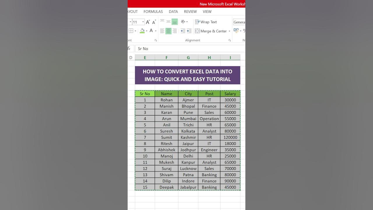How to Convert Excel Data into Image: Quick and Easy Tutorial 😍 #exceltutorial #exceltips # ...