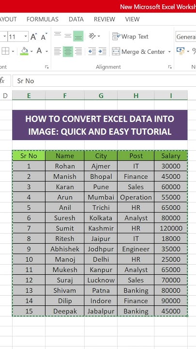 How to Convert Excel Data into Image: Quick and Easy Tutorial 😍 #exceltutorial #exceltips # ...