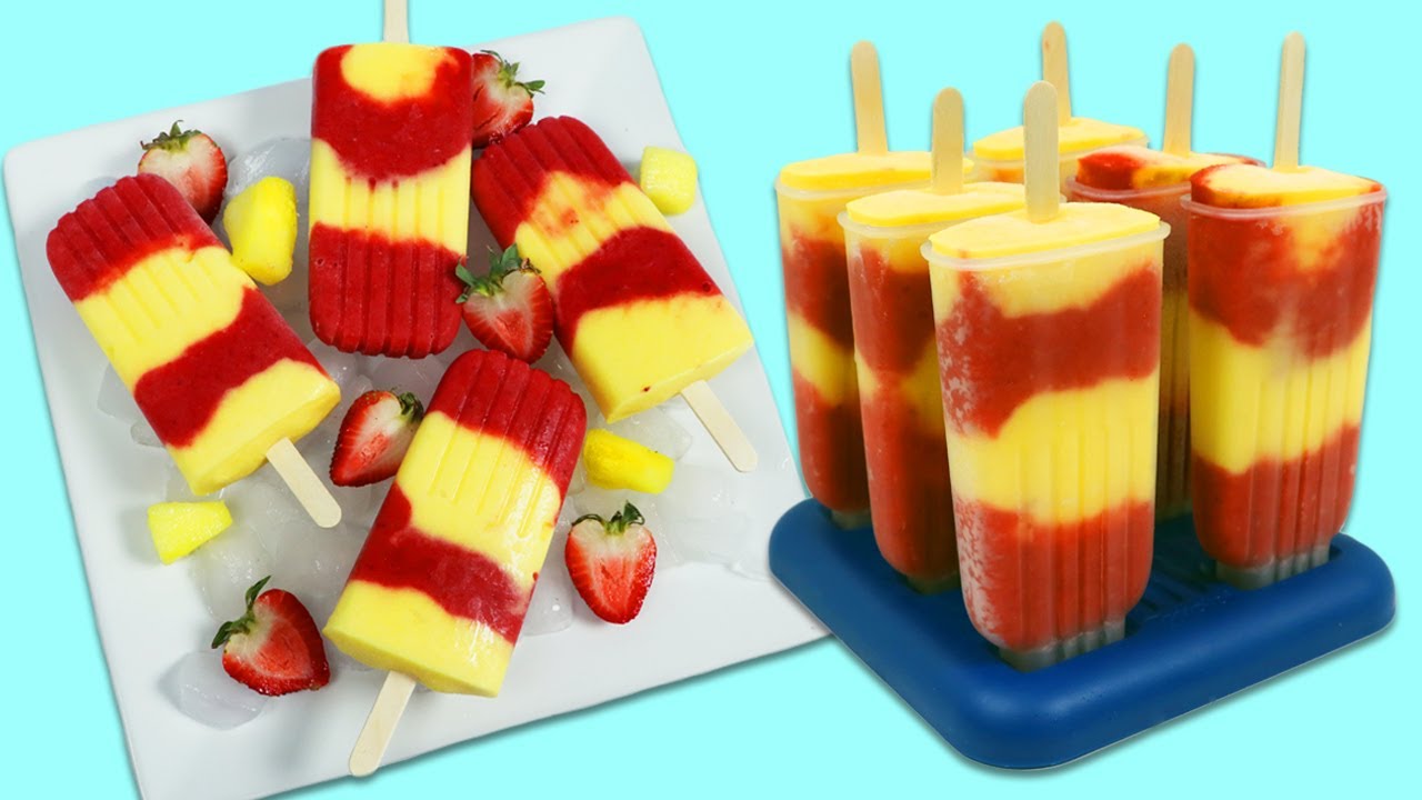 How to Make Delicious Tropical Lava Flow Fruit Popsicles! - YouTube