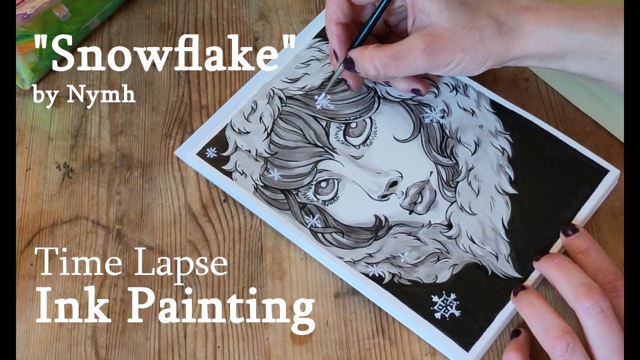 "Snowflake" Timelapse Ink Drawing - YouTube