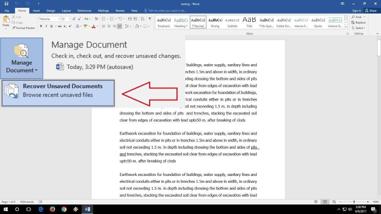 How to Recover/Restore Unsaved MS Word File - YouTube