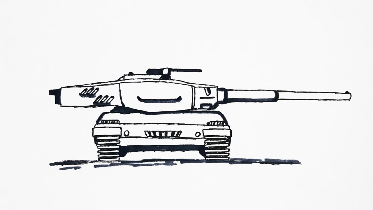 How to draw a tank from the front - YouTube